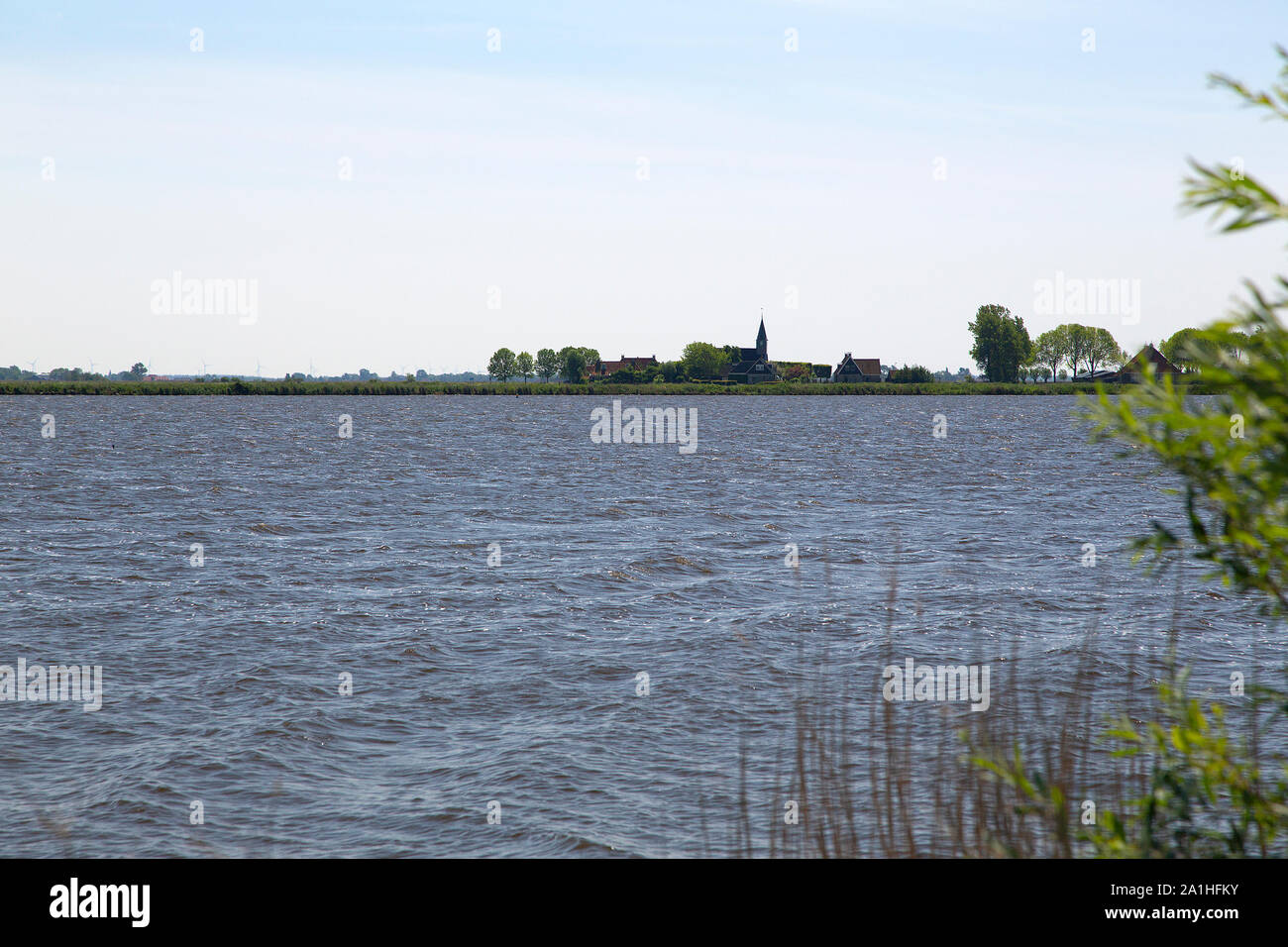 Typical landscape with lakes of Dutch province Friesland Stock Photo ...