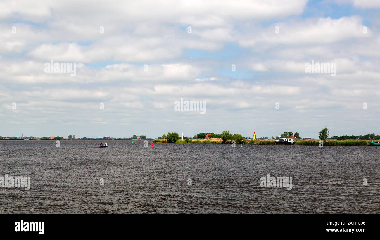 Typical landscape with lakes of Dutch province Friesland Stock Photo ...