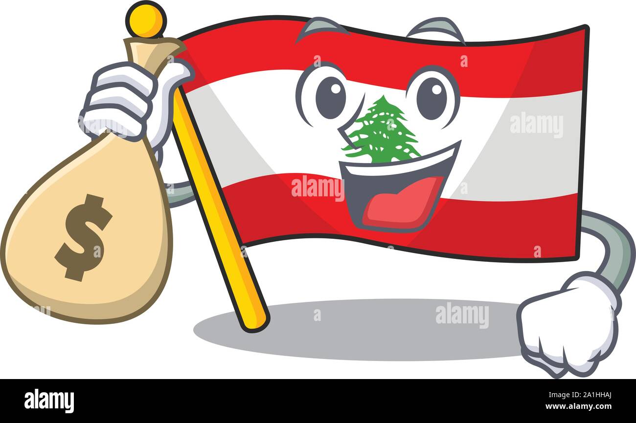With money bag flag lebanon mascot isolated the cartoon Stock Vector ...