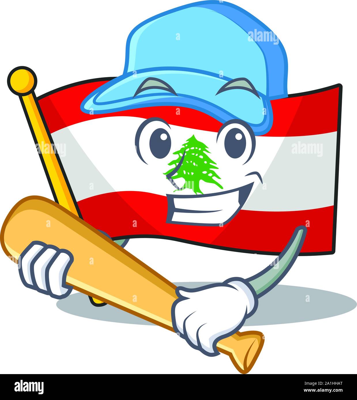 Playing baseball flag lebanon mascot isolated the cartoon Stock Vector ...