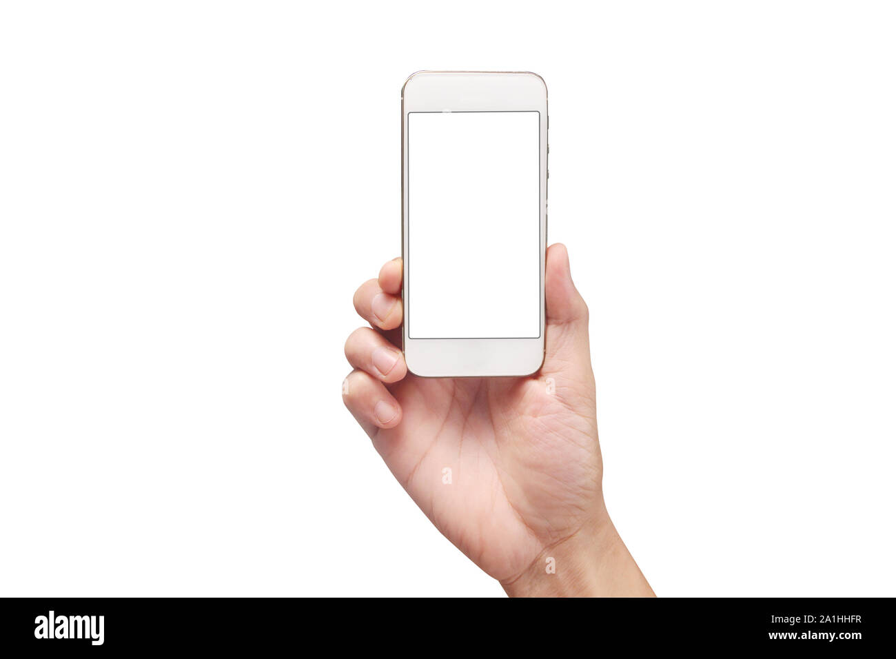 Hands holding mobile devices Cut Out Stock Images & Pictures - Alamy