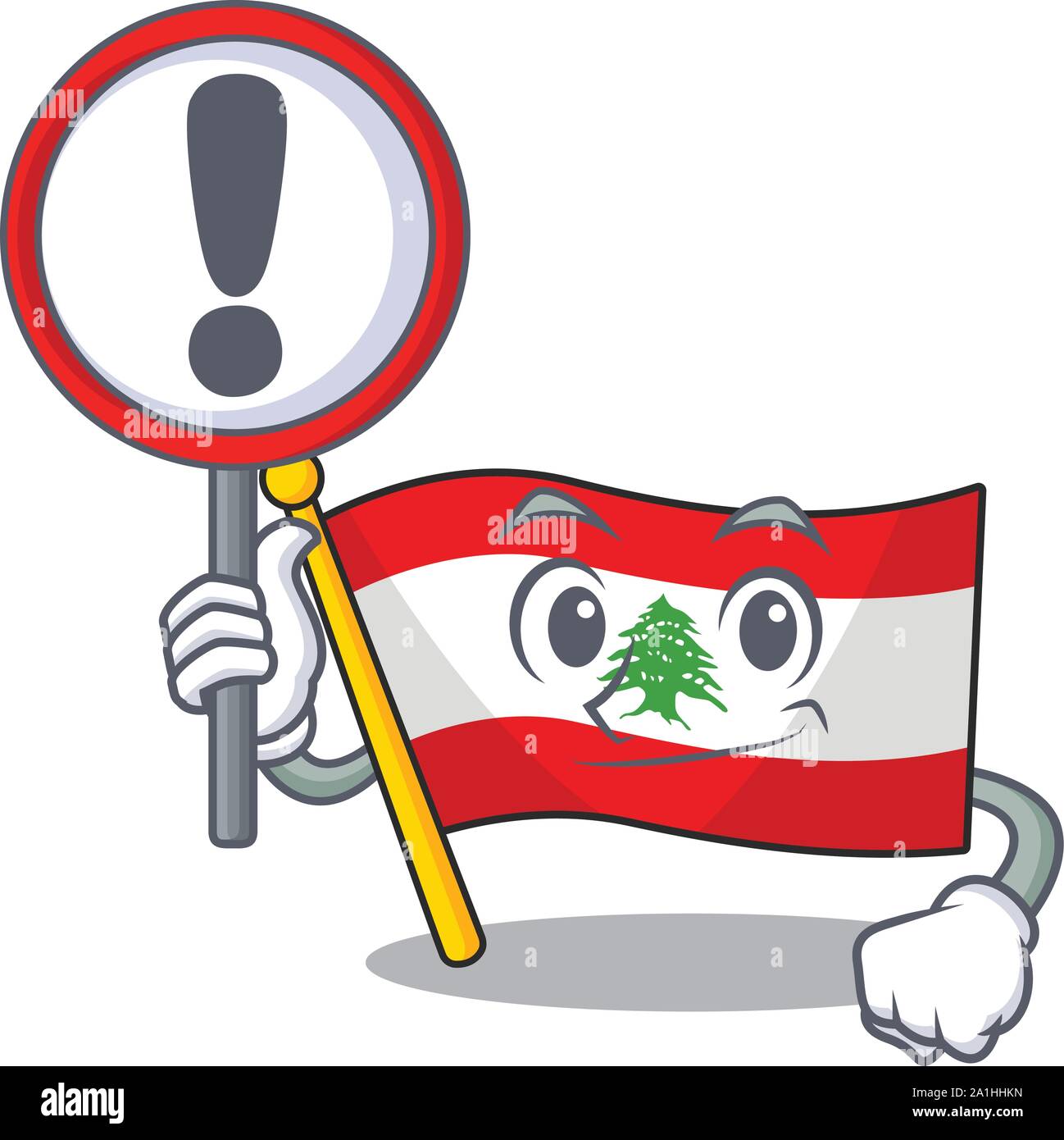 With sign flag lebanon mascot isolated the cartoon Stock Vector Image ...