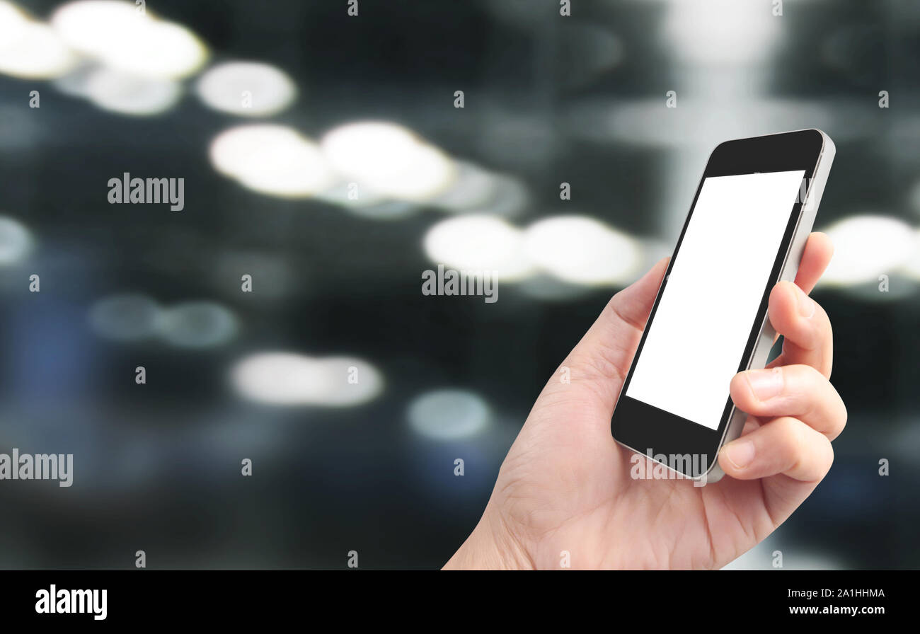 Hold mobile phones, smartphone in hand devices and touch screen ...