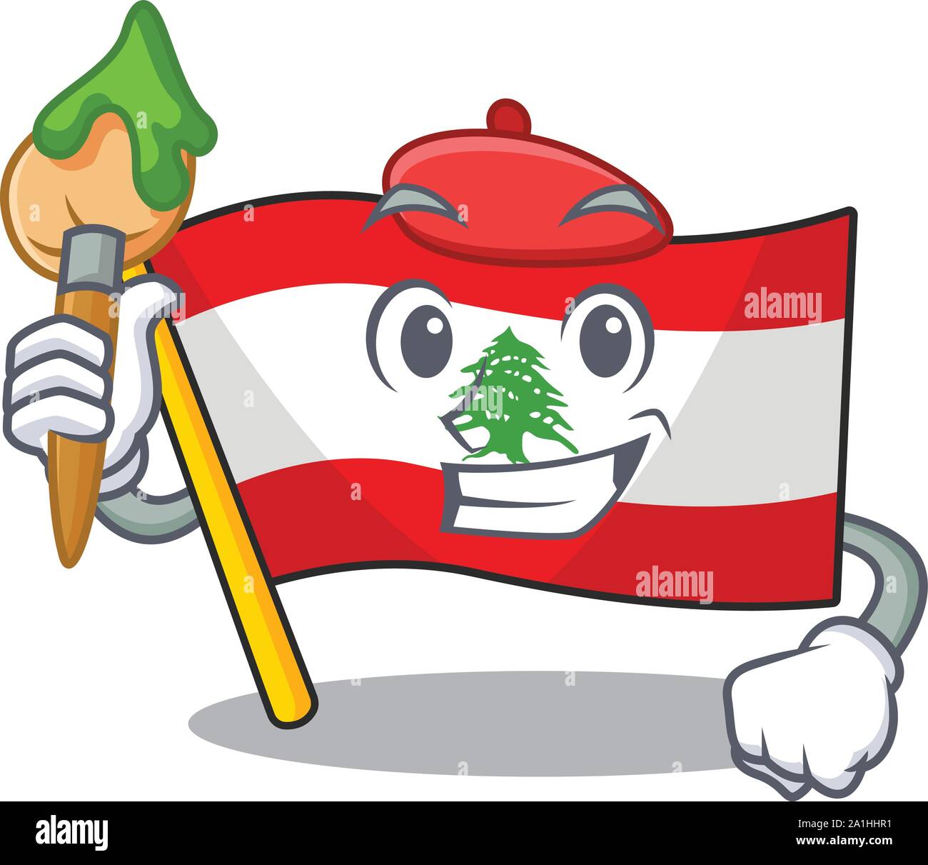 Artist flag lebanon mascot isolated the cartoon Stock Vector Image ...