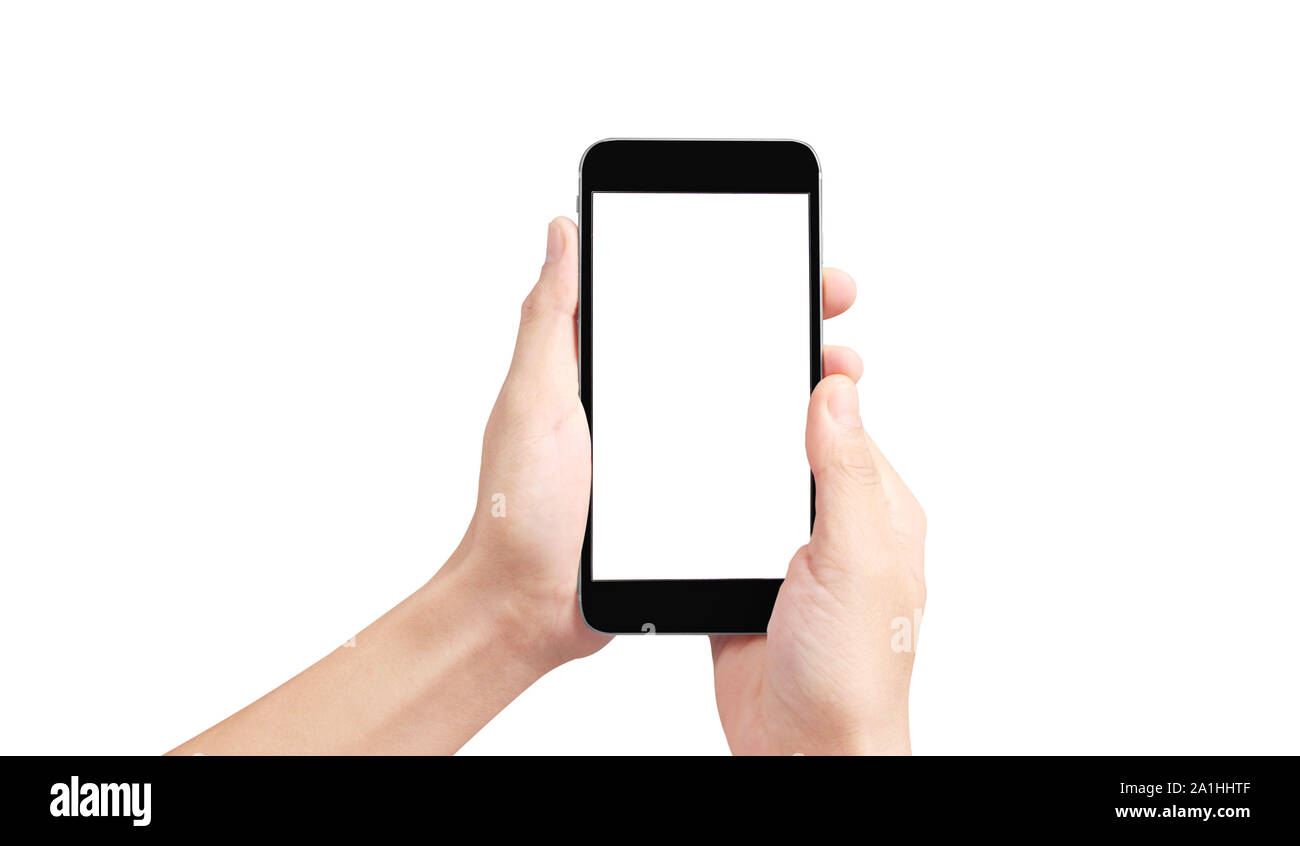 Hold mobile phones, smartphone in hand devices and touch screen ...