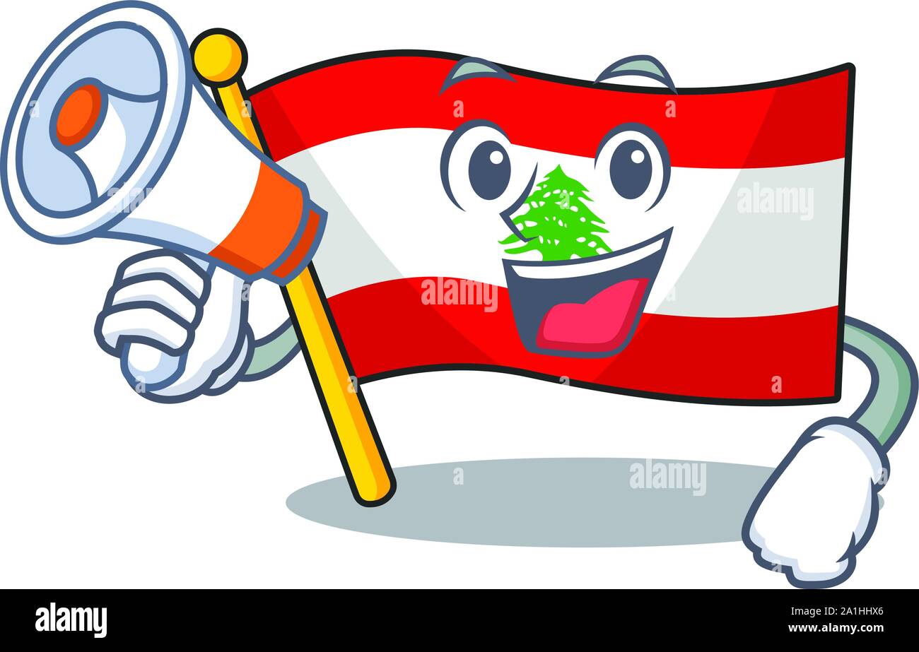 With megaphone flag lebanon mascot isolated the cartoon Stock Vector ...