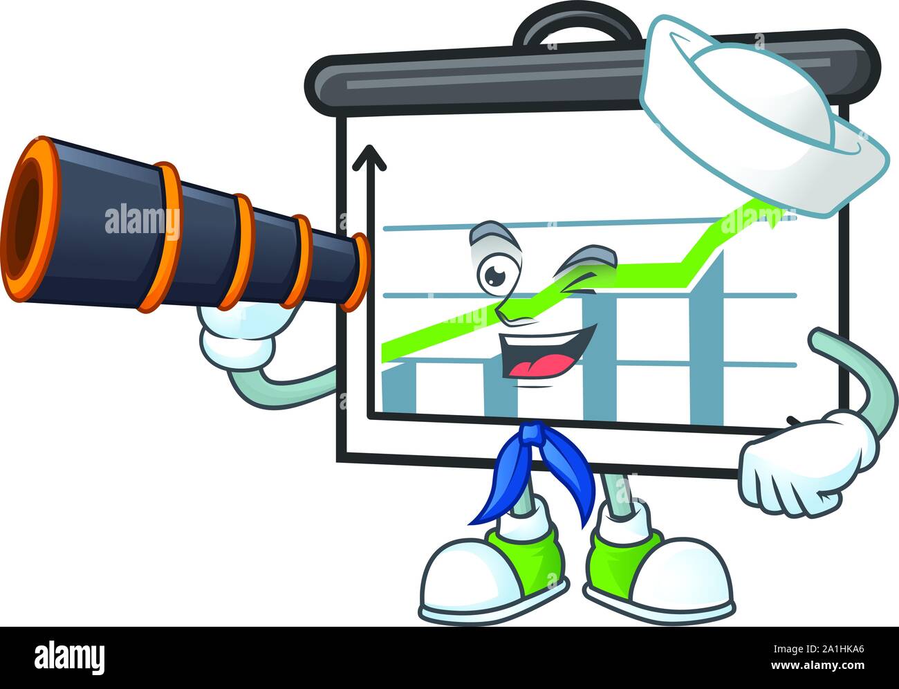 Sailor with binocular up graphic board on white background Stock Vector ...