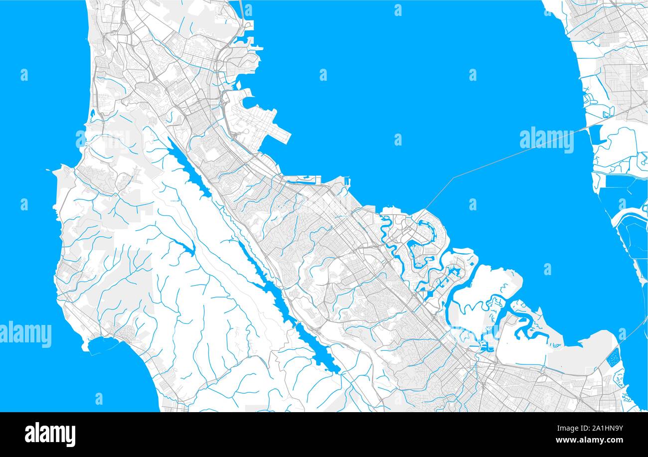 Rich detailed vector area map of San Mateo, California, USA. Map ...