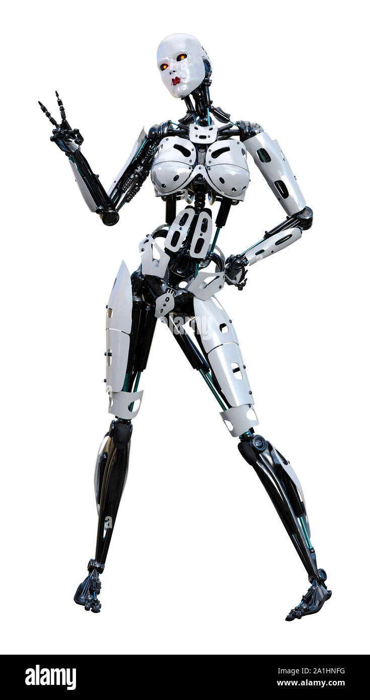 3D rendering of a female robot isolated on white background Stock Photo ...