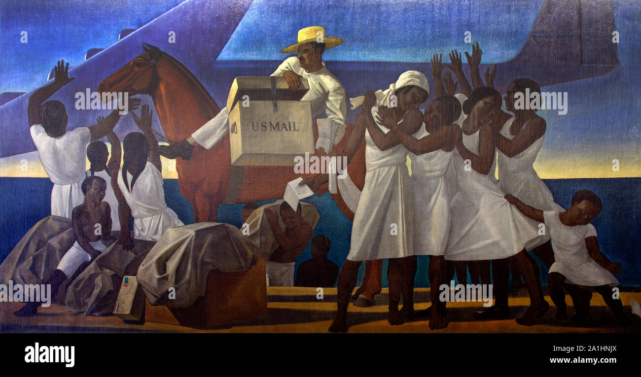 Mural Mail service in the tropics, by Rockwell Kent at the Ariel Rios ...