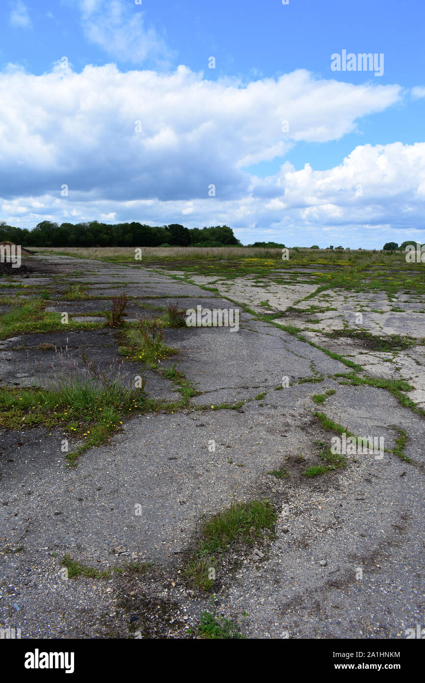 View of former RAF airbase runway at Holmsley, A major WW2 airfield ...