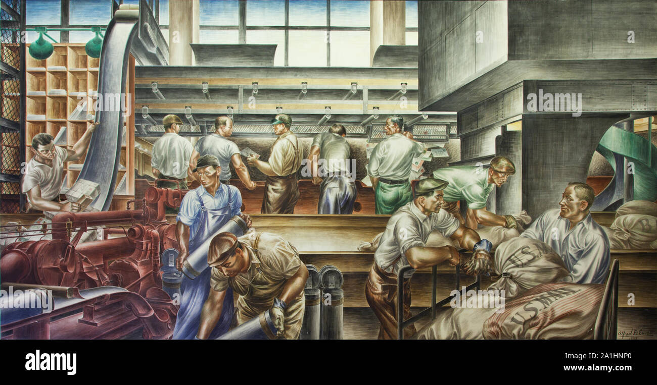 Mural Post Office work room, by Alfredo de Giorgio Crimi at the Ariel ...