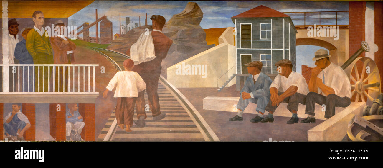Mural The Meaning of Social Security by Ben Shahn located at the Wilbur ...