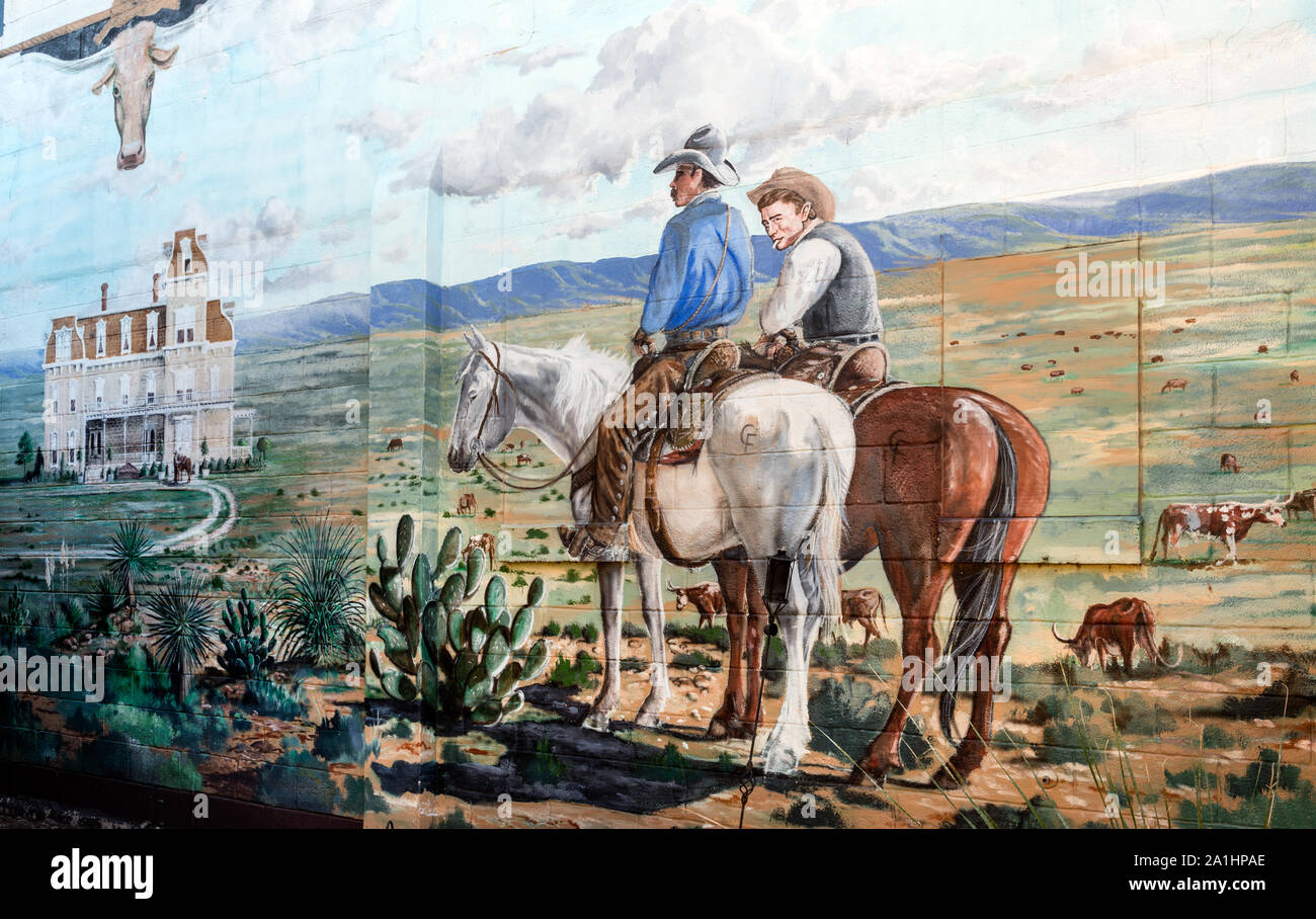 Mural by Cleburne, Texas, artist Stylle Read in the outdoor eating area ...