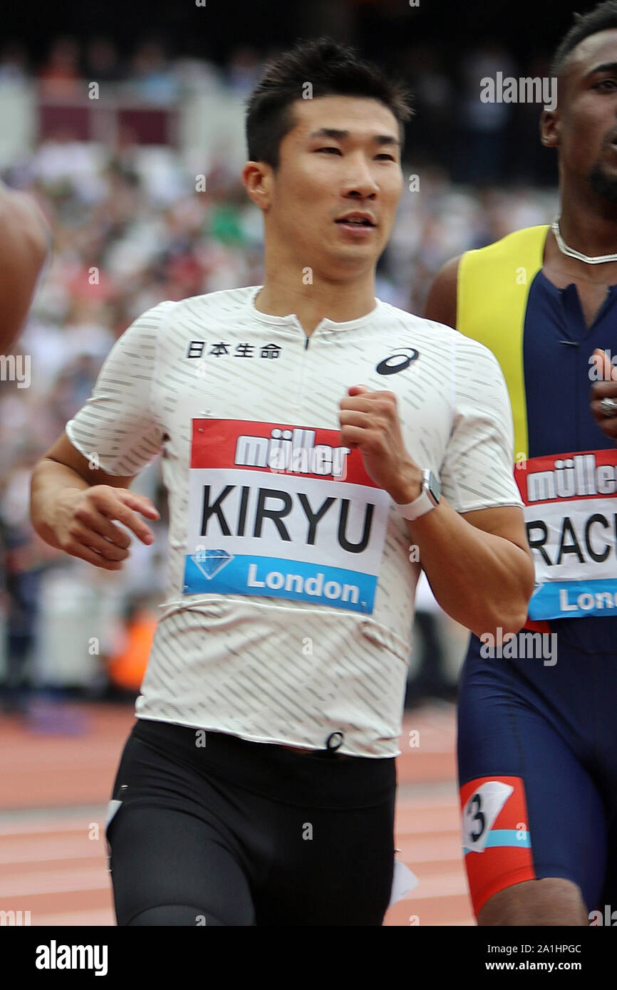 Yoshihide KIRYU of Japan in the mens 100 metres at the 2019 anniversary ...