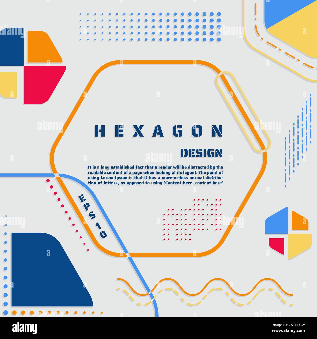 Hexagon poster modern colorful design line design halftone element ...