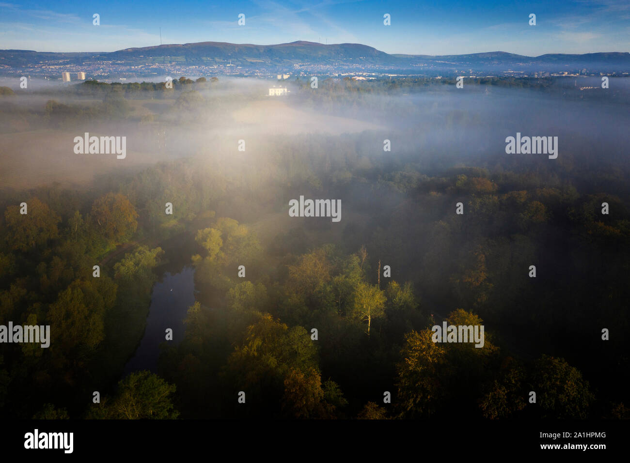Aerial view of Malone House and Barnett's Park, Belfast, Northern ...