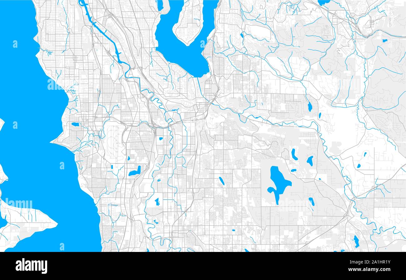 Rich detailed vector area map of Renton, Washington, USA. Map template ...