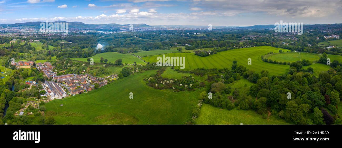 Aerial of the Village of Edenderry and the Giants ring Belfast Northern ...
