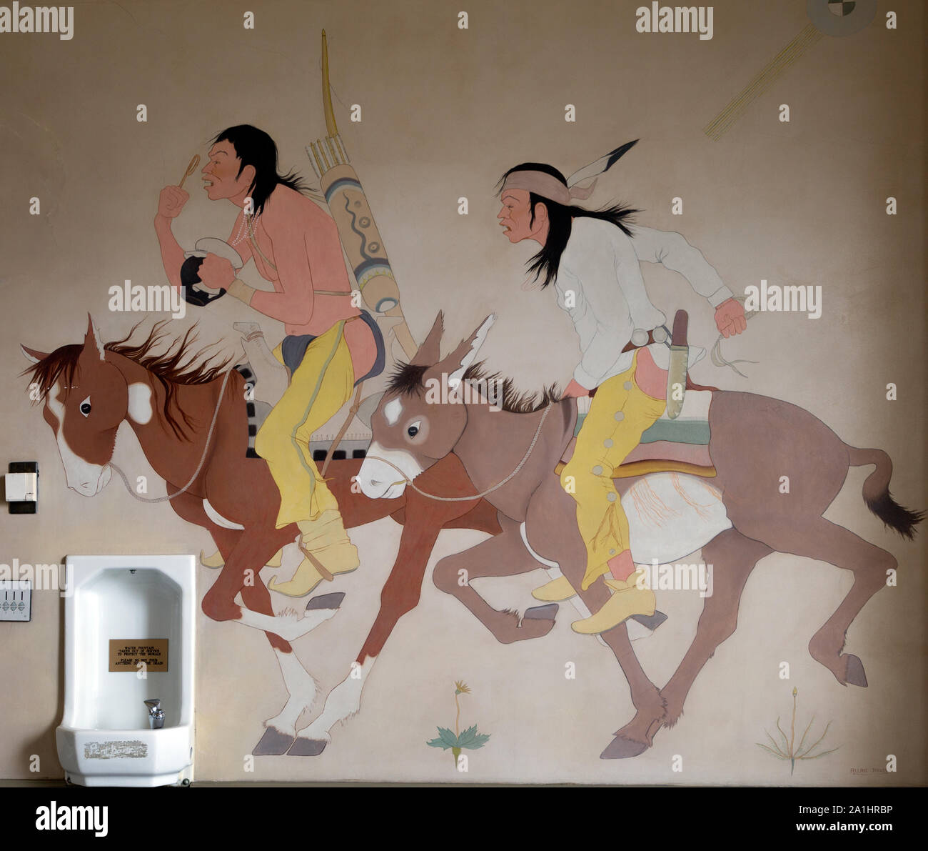 Mural showing Native Americans on horseback by artist Allan Houser at ...