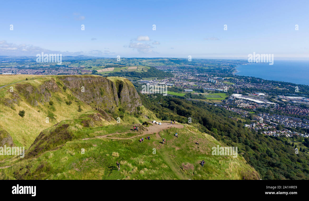 Aerial view of Cave Hill and North Belfast, Northern Ireland Stock ...