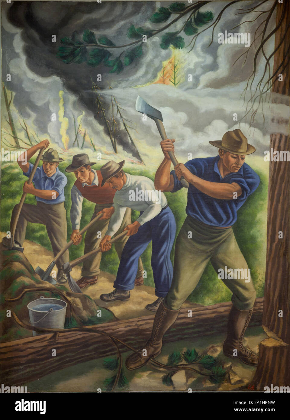 Mural: Fighting Forest Fire, by Ernest Fiene at the Department of ...