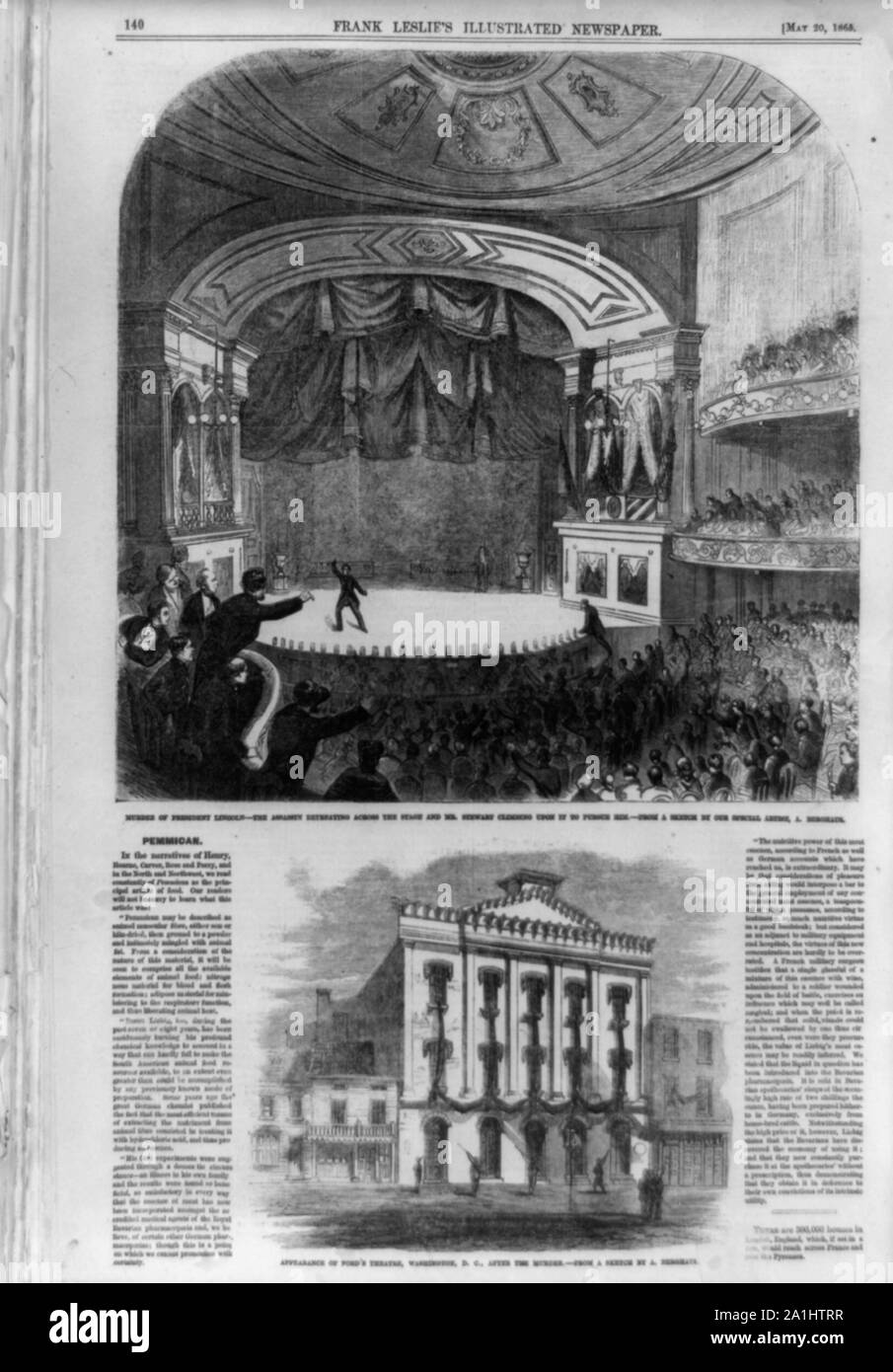 Murder of President Lincoln; The assassin retreating across the stage ...