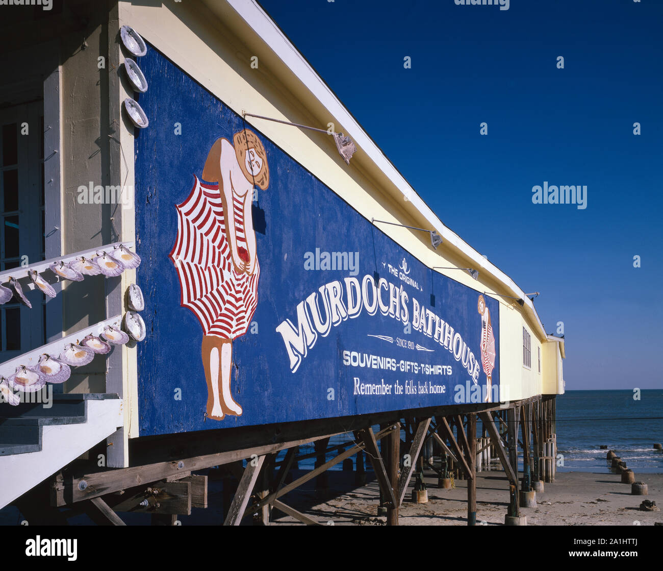 Murdoch's bathhouse sign, Galveston, Texas Stock Photo - Alamy