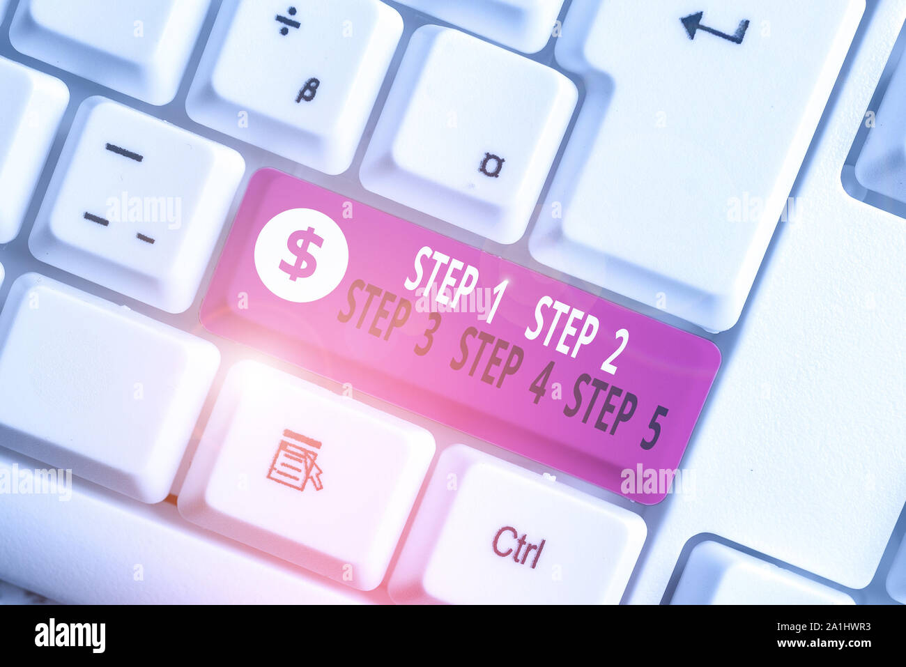 Writing note showing Step 1, 2, 3, 4 and 5. Business concept for Steps ...