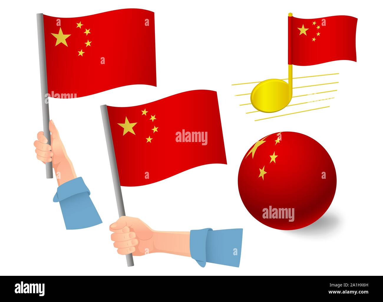 China flag icon set. National flag of China illustration Stock Photo ...