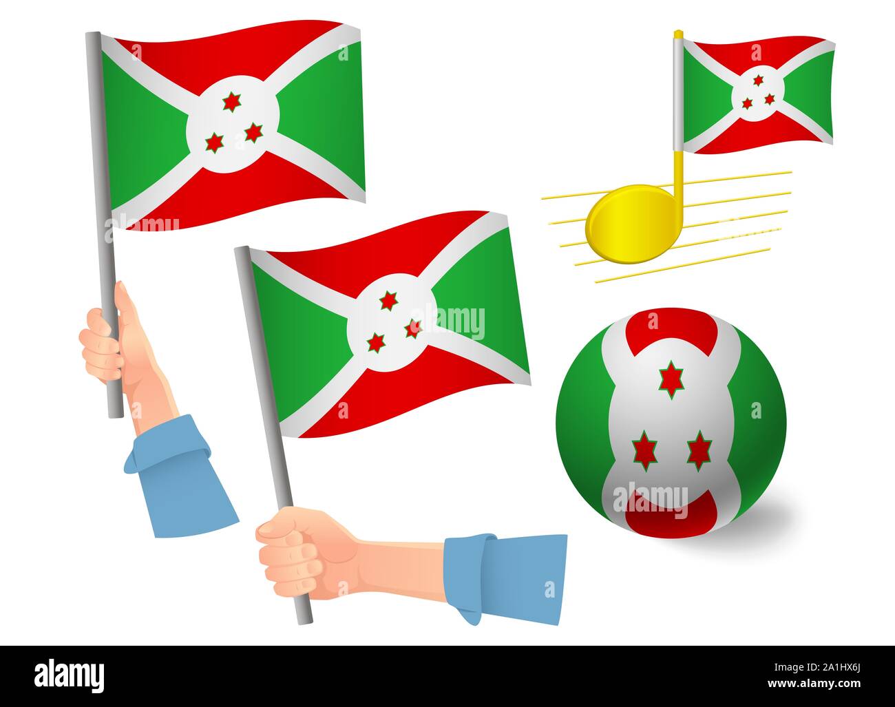 Burundi flag icon set. National flag of Burundi illustration Stock ...