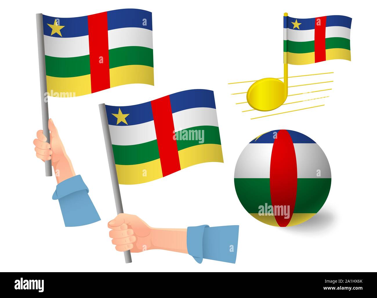Central African Republic Flag Icon Set National Flag Of Central