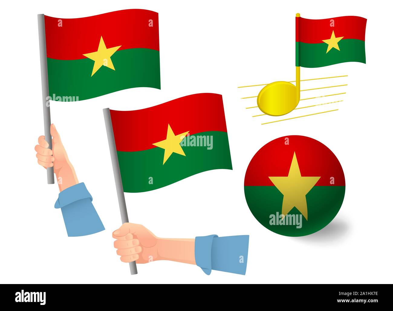 Burkina Faso flag icon set. National flag of Burkina Faso illustration ...