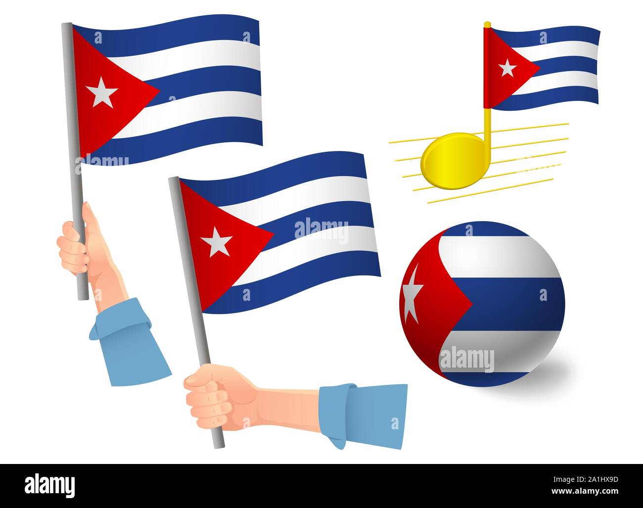 Cuba flag icon set. National flag of Cuba illustration Stock Photo - Alamy