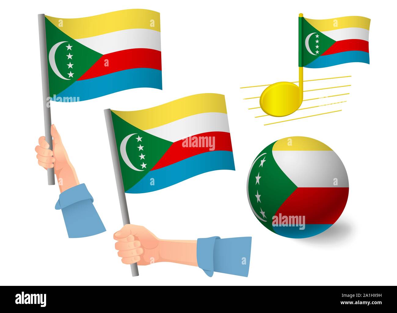 Comoros flag icon set. National flag of Comoros illustration Stock ...