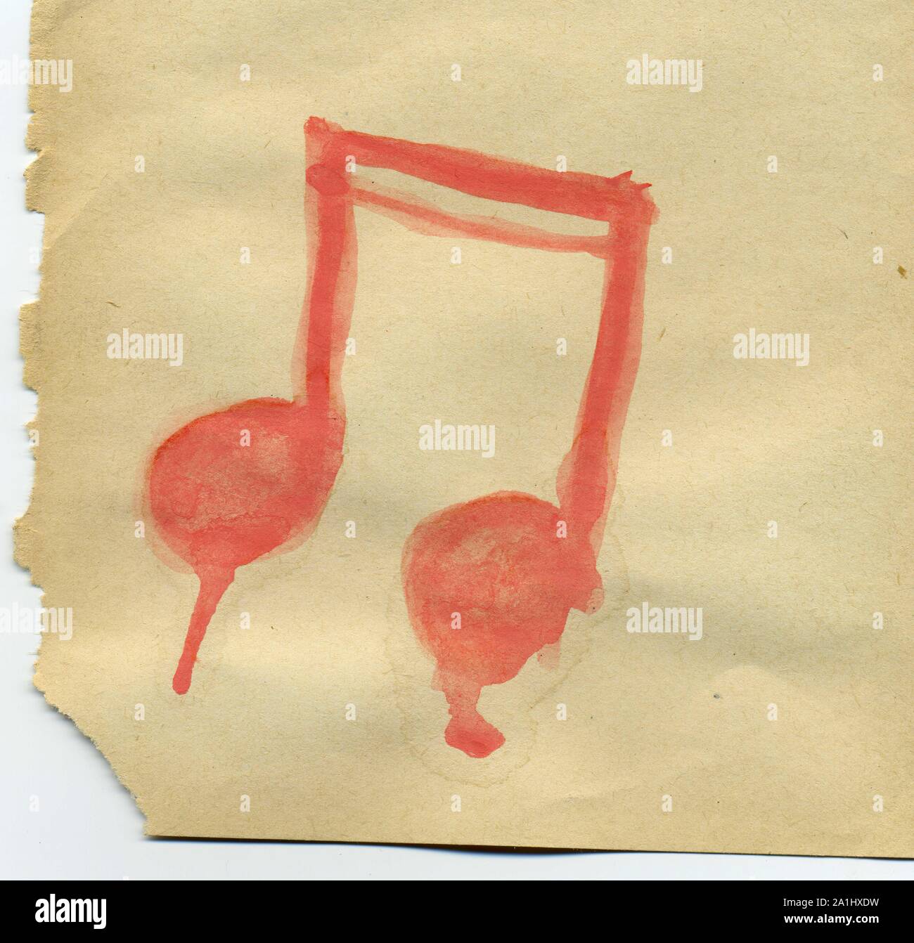 Abstract grunge gouache art painted musical note Stock Photo - Alamy