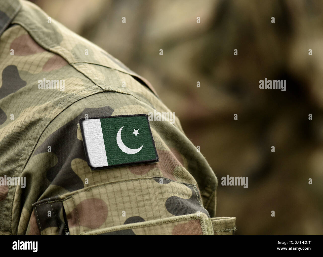 Flag of Pakistan on military uniforms (collage Stock Photo - Alamy