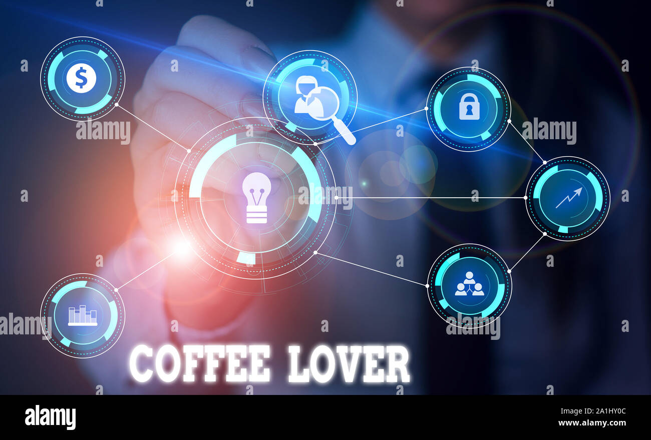 Handwriting text writing Coffee Lover. Conceptual photo a demonstrating ...