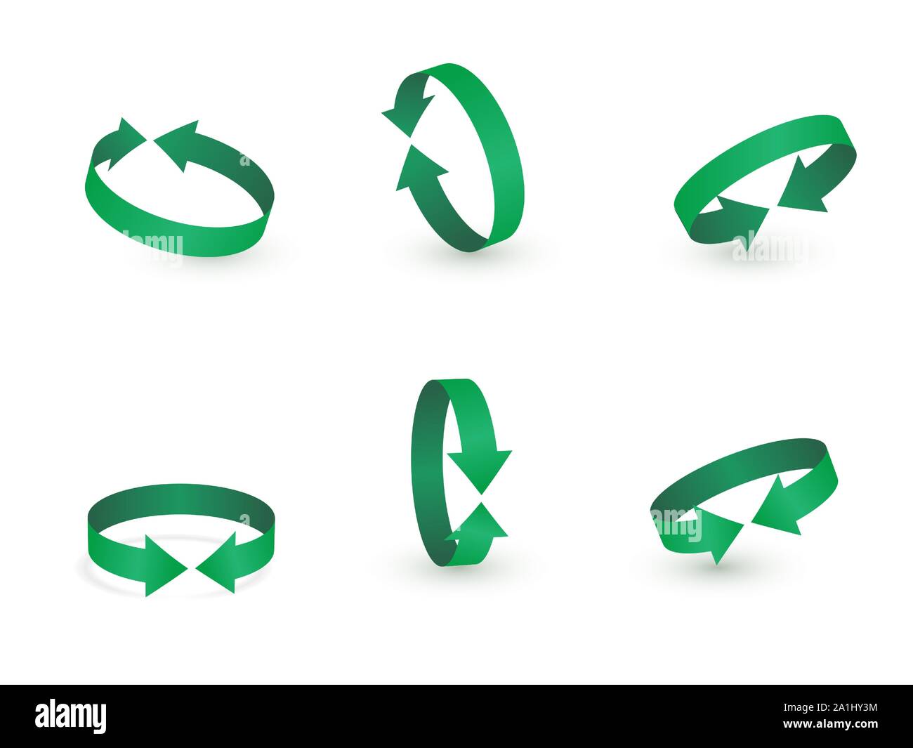 3D rotation sign green icon. 360 rotation arrows Sign Stock Vector ...
