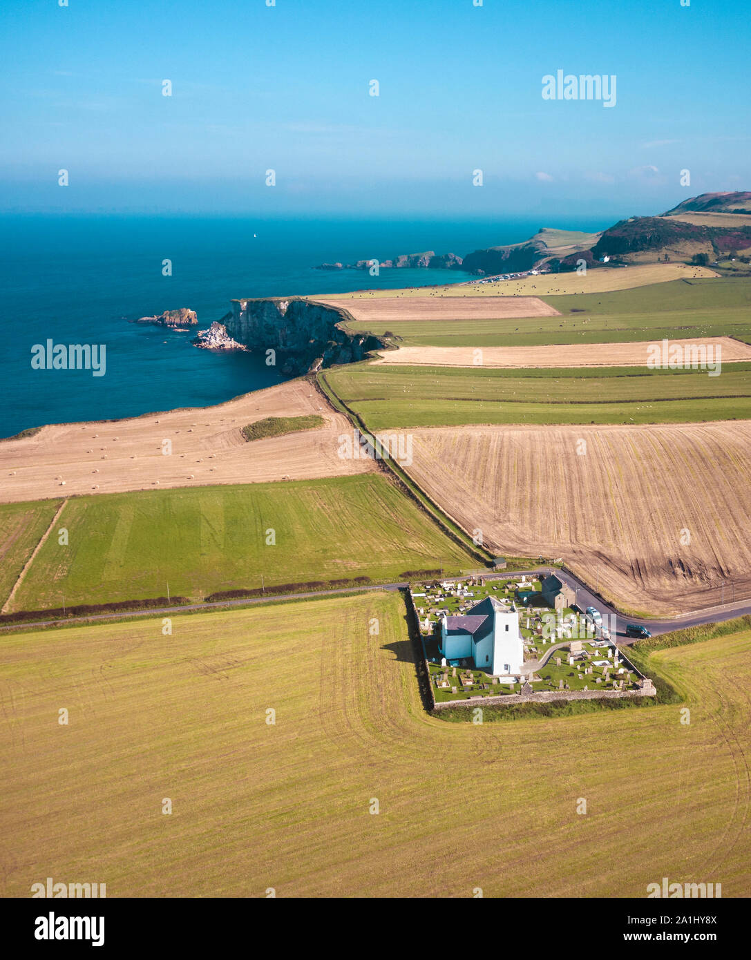 Ballintoy Parish Church on the Causeway Coast in County Antrim Stock ...