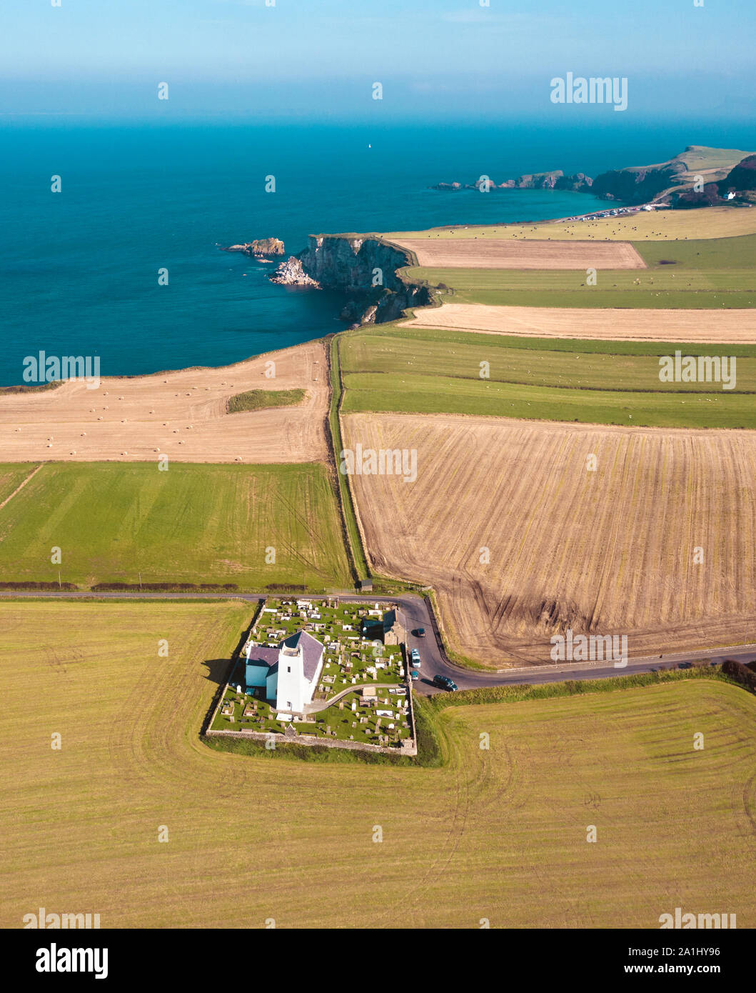 Ballintoy Parish Church on the Causeway Coast in County Antrim Stock ...