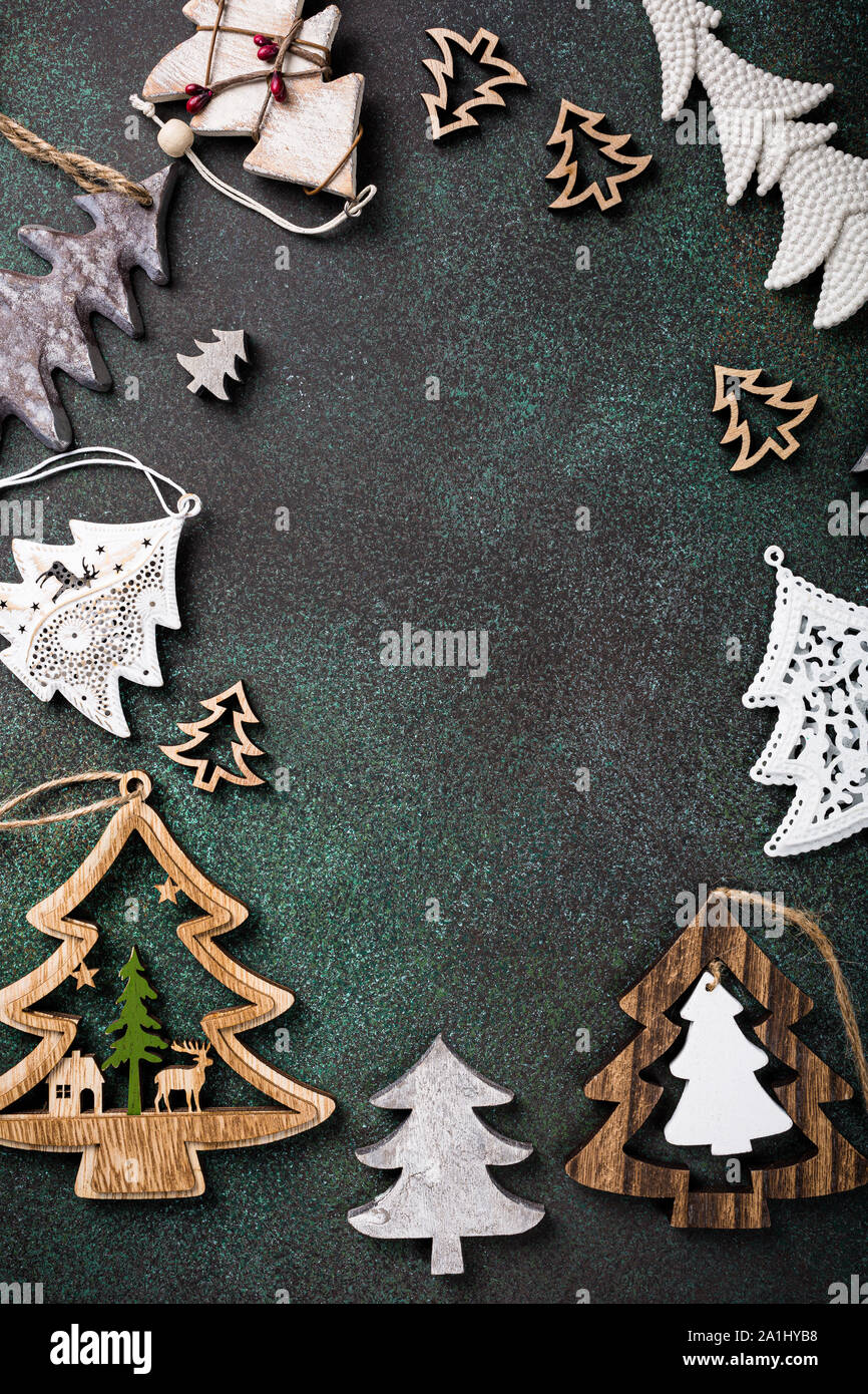 Festive background with wooden christmas tree Stock Photo - Alamy