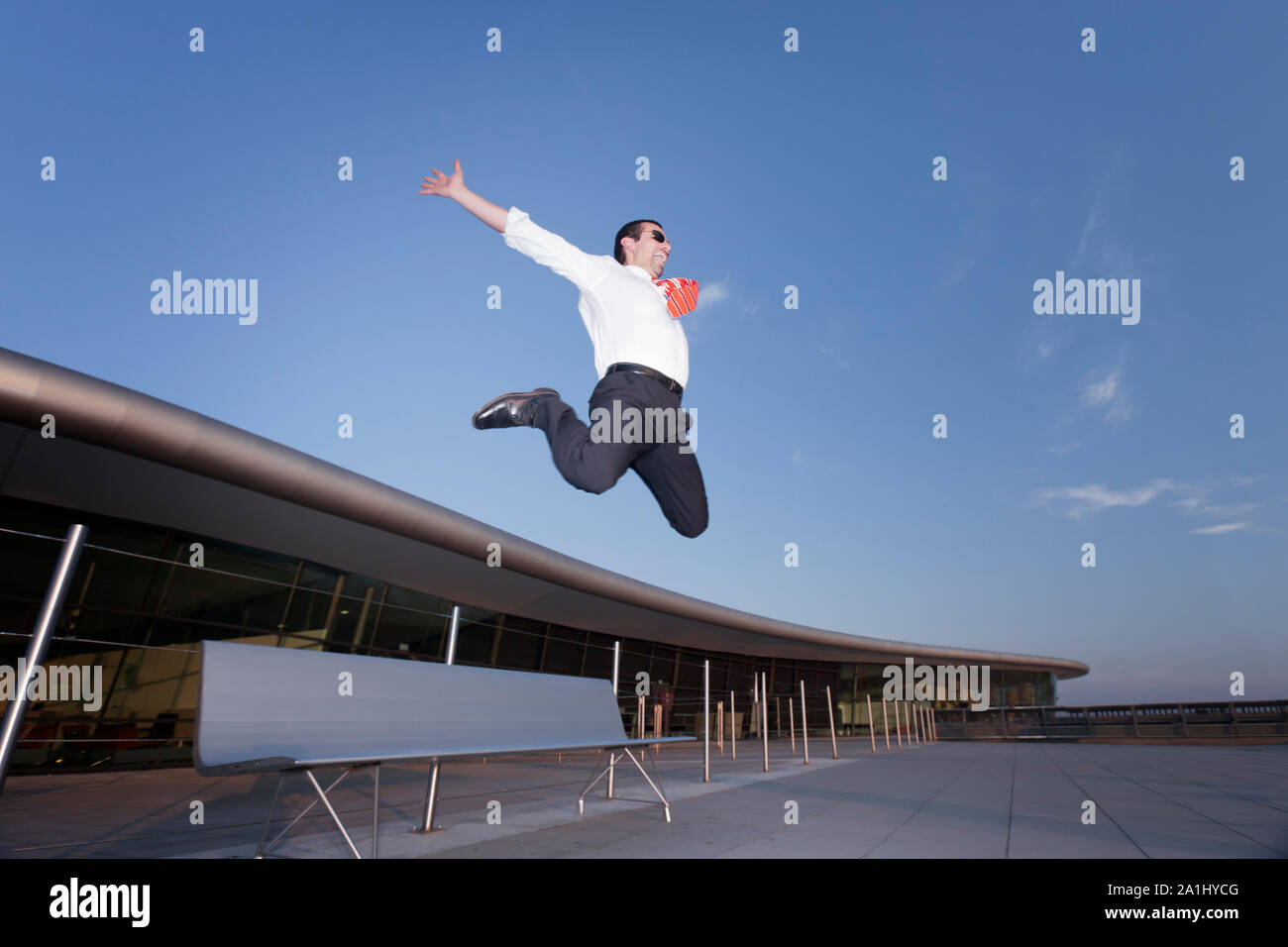 Happy high jump businessman hi-res stock photography and images - Alamy