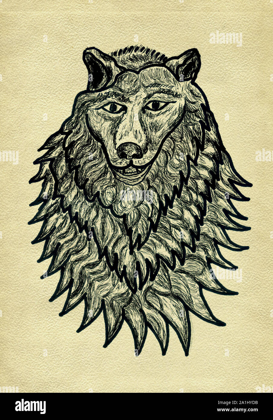 Grunge sketch of an abstract wolf, hand drawn illustration Stock Photo ...