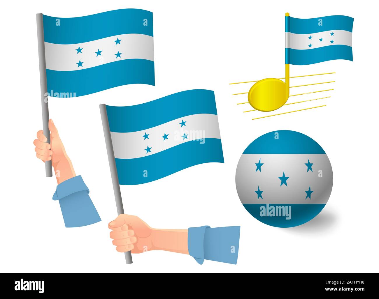 Honduras flag icon set. National flag of Honduras illustration Stock ...