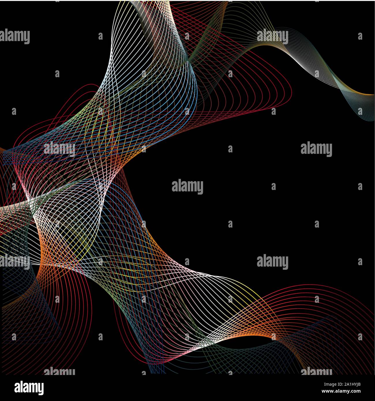 Line art banner on dark backdrop. Geometric line pattern. Colorful ...