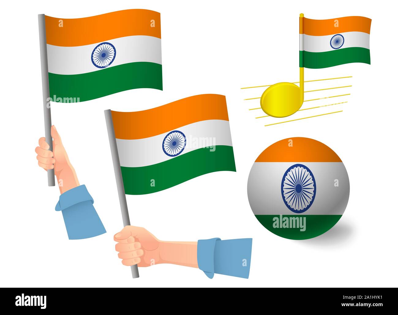 India flag icon set. National flag of India illustration Stock Photo ...