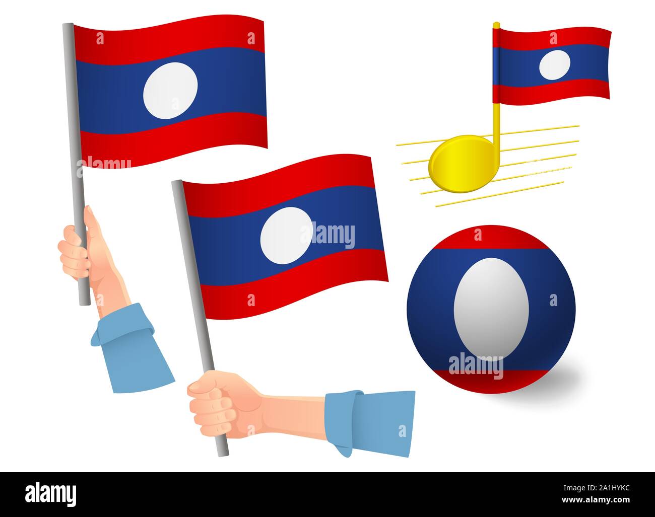 Laos flag icon set. National flag of Laos illustration Stock Photo - Alamy