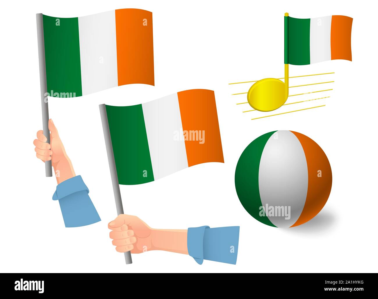 Ireland flag icon set. National flag of Ireland illustration Stock ...