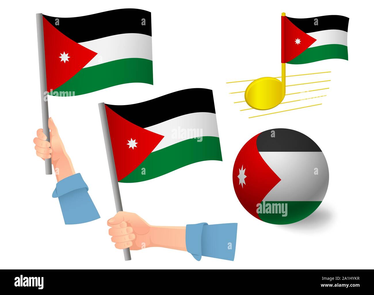 jordan flag icon set. National flag of Jordan illustration Stock Photo ...